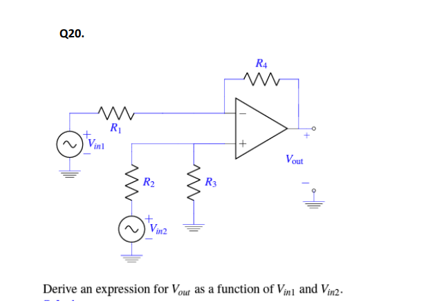 Solved Q20.Derive an expression for Vout ﻿as a function of | Chegg.com