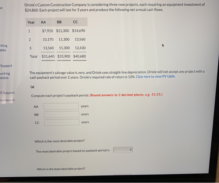 Solved Oriole's Custom Construction Company is considering | Chegg.com