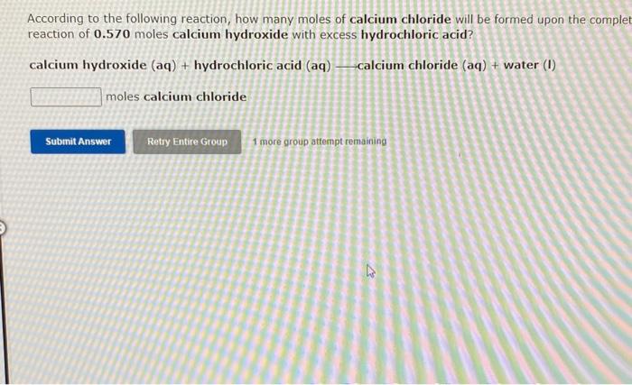 Solved According to the following reaction, how many moles | Chegg.com