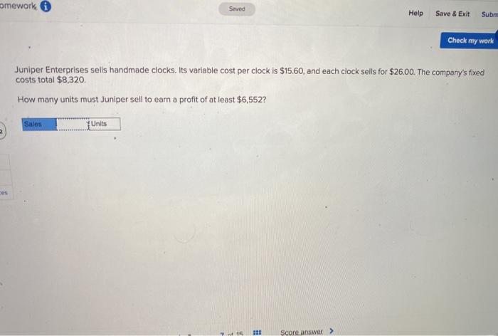 Solved mework Saved Help Save & Exit Subm Check my work | Chegg.com Solved mework Saved Help Save & Exit Subm Check my work | Chegg.com