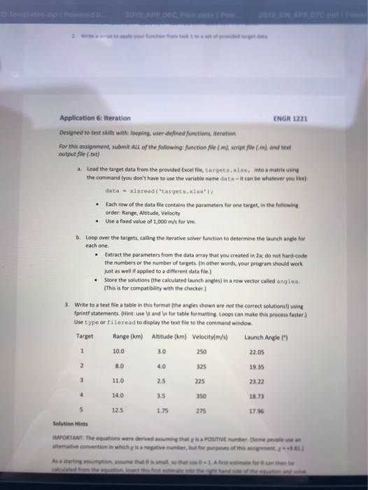 Solved Application 6: Iteration ENGR 1221 Designed to rest | Chegg.com