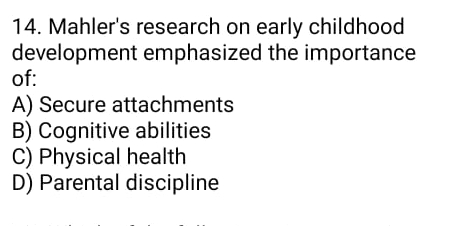 Solved Mahler's research on early childhood development | Chegg.com