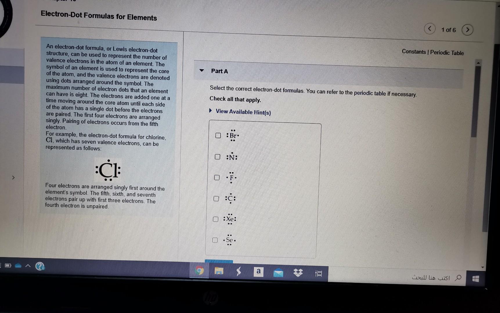 Solved Electron-Dot Formulas for Elements 1 of 6 > Constants | Chegg.com