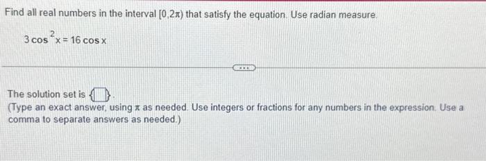 Solved Find all real numbers in the interval [0,2π) that | Chegg.com
