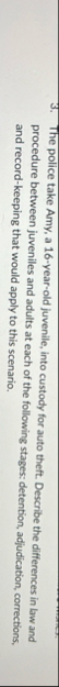 Solved The police take Amy, a 16-year-old juvenile, into | Chegg.com
