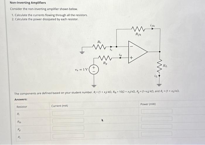 Solved Non-Inverting Amplifiers Consider the non-inverting | Chegg.com