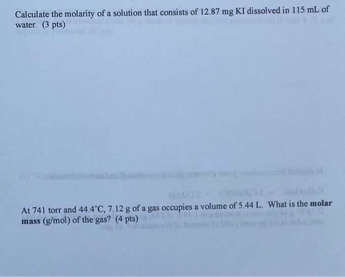 Solved Calculate the molarity of a solution that consists of | Chegg.com