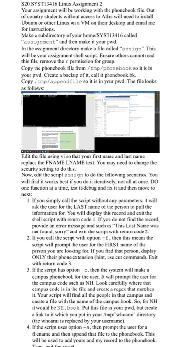 S2O SYST13416 Linux Assignment 2 Your assignment will | Chegg.com