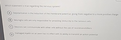 Solved Which statement is true regarding the nerwous | Chegg.com