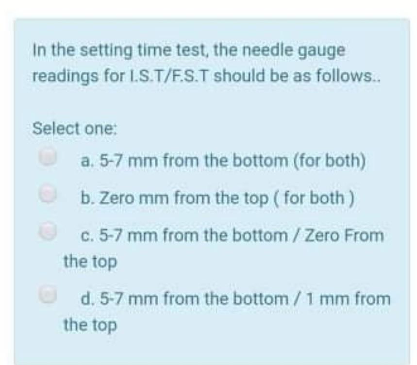 Solved In the setting time test, the needle gauge readings | Chegg.com