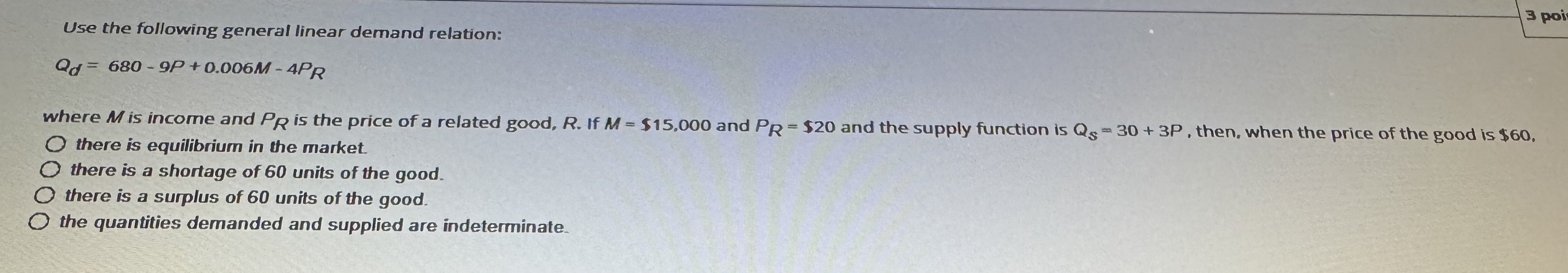 Solved Use the following general linear demand | Chegg.com