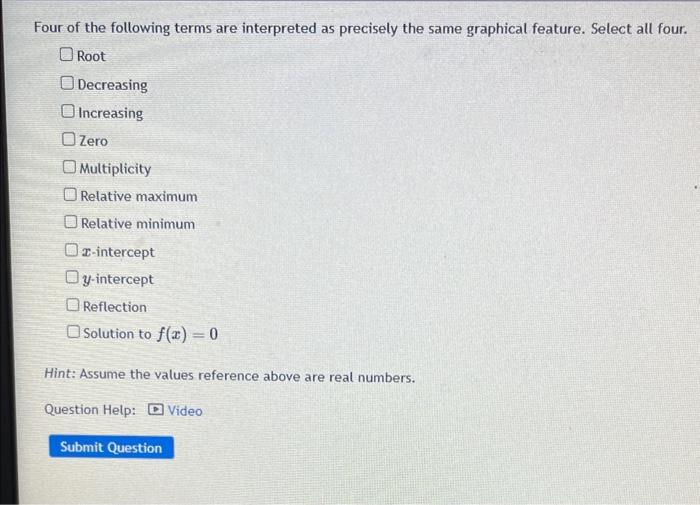 Solved Four of the following terms are interpreted as | Chegg.com
