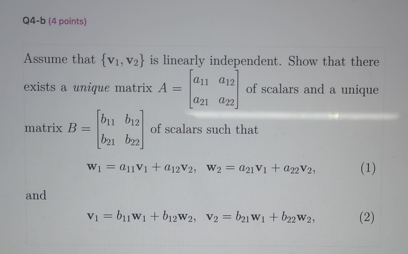Solved Suppose v1,v2 and w1,w2 are vectors in Rn for some n, | Chegg.com