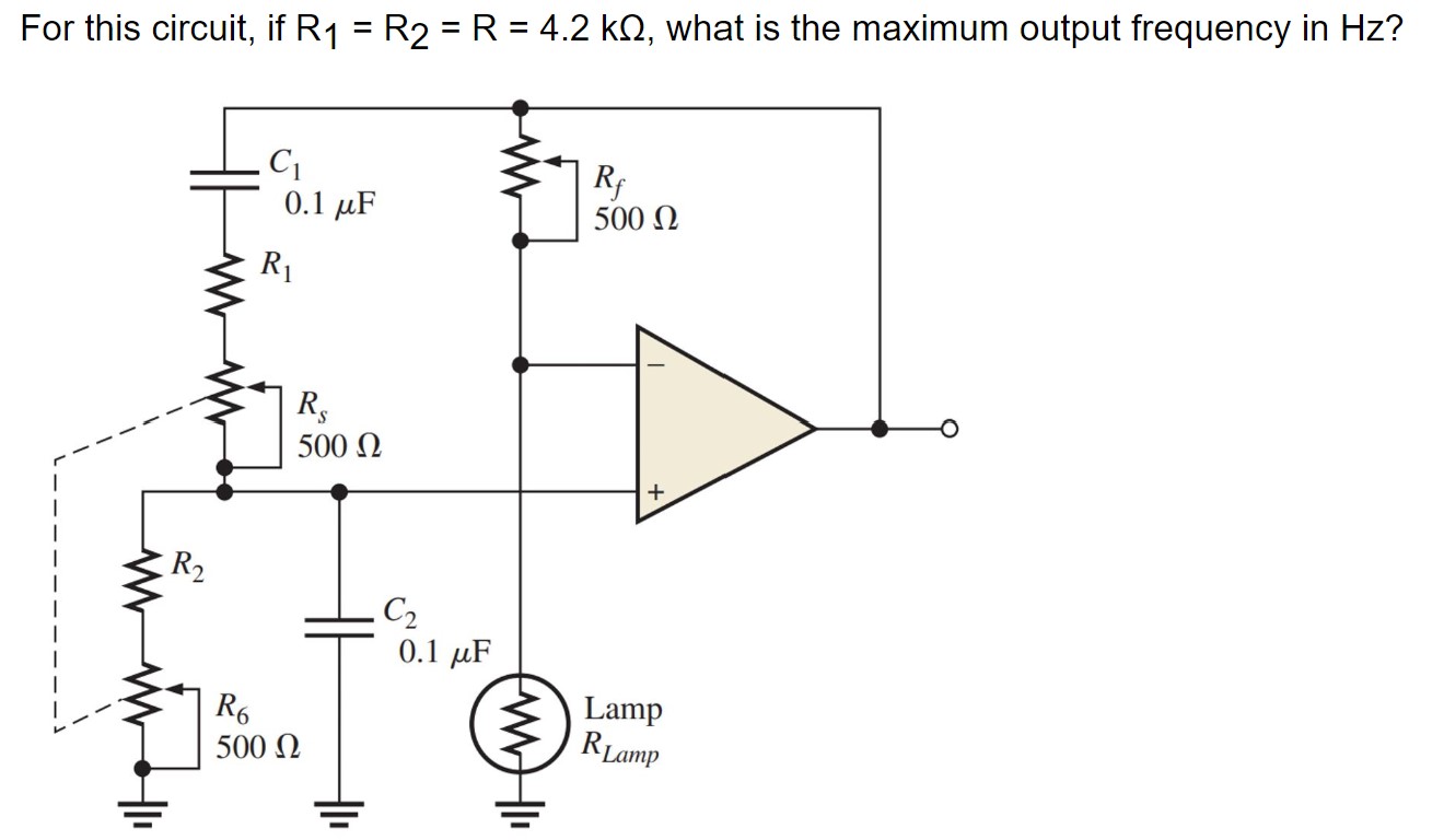 Solved For this circuit, if R1=R2=R=4.2kΩ, ﻿what is the | Chegg.com