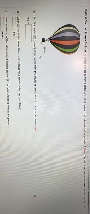 Solved Ballast Dropped from a Balloon A ballast is dropped | Chegg.com
