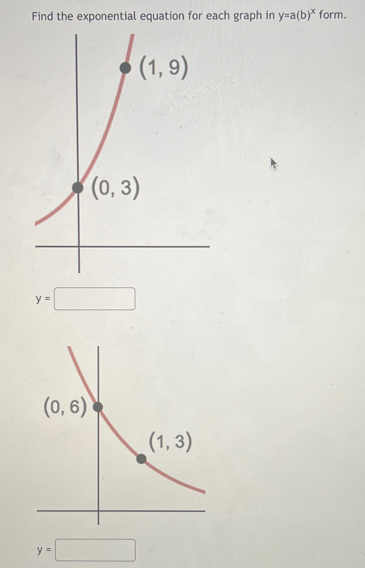 Solved Find the exponential equation for each graph in | Chegg.com