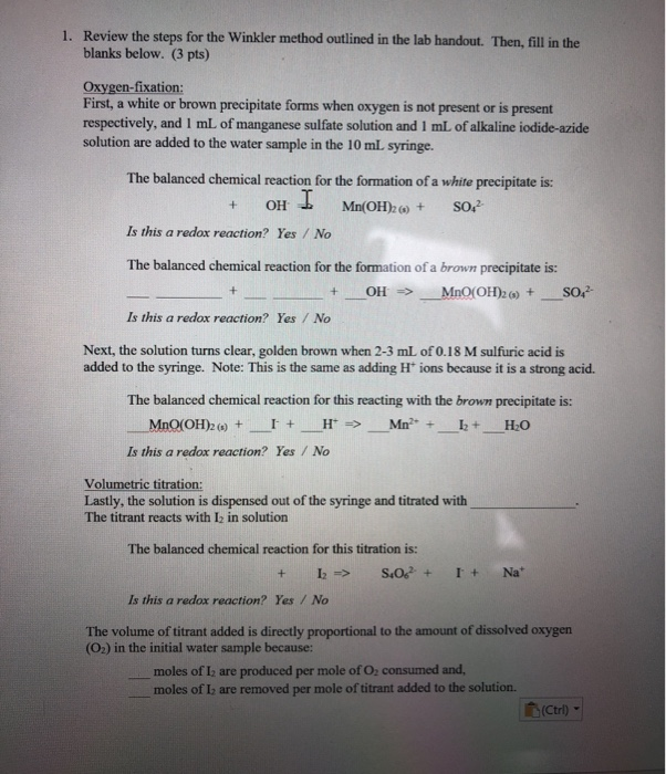 Solved 1. Review the steps for the Winkler method outlined | Chegg.com