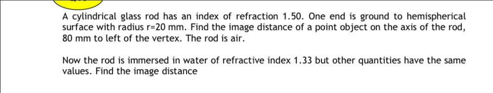 Solved A cylindrical glass rod has an index of refraction | Chegg.com