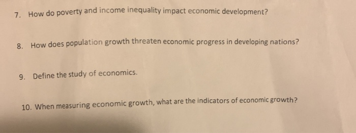 Solved How do poverty and income inequality impact economic | Chegg.com