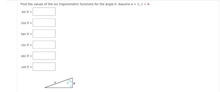 Solved Find the values of the six trigonometric functions | Chegg.com