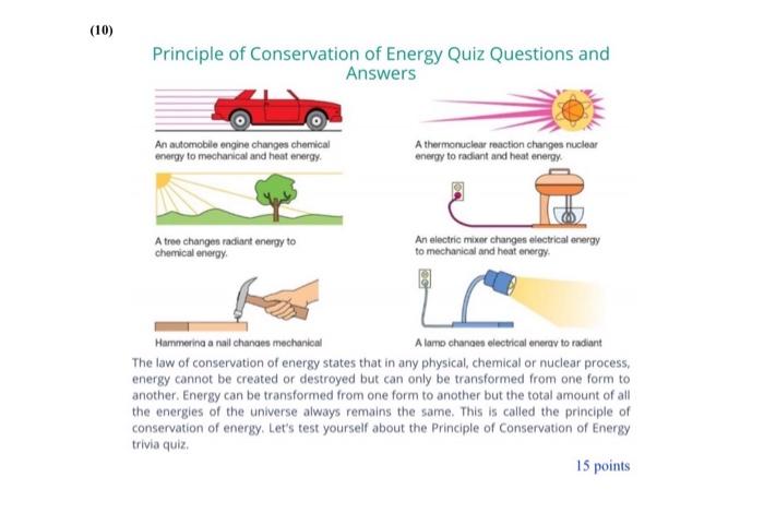 (10) Principle of Conservation of Energy Quiz | Chegg.com