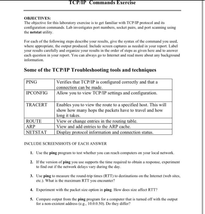 Solved OBJECTIVES: The objective for this laboratory | Chegg.com