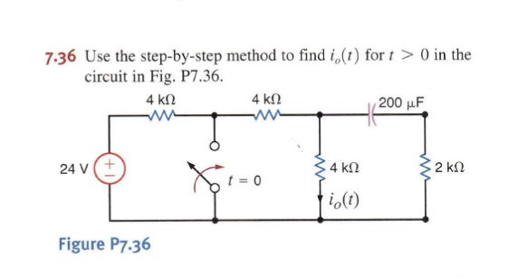 Solved 7.36 ﻿Use the step-by-step method to find io(t) ﻿for | Chegg.com