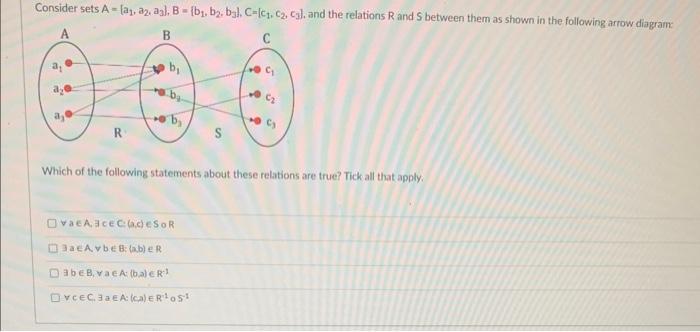 Solved Consider sets A={a1,a2,a3},B={b1,b2,b3},C={c1,c2,c3} | Chegg.com
