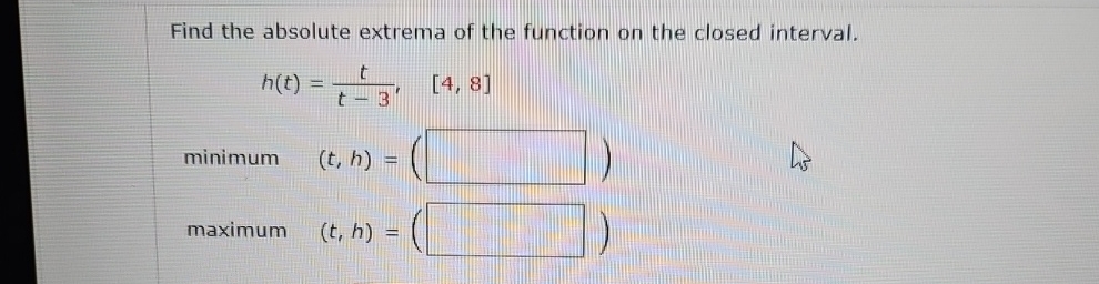 Solved Find the absolute extrema of the function on the | Chegg.com