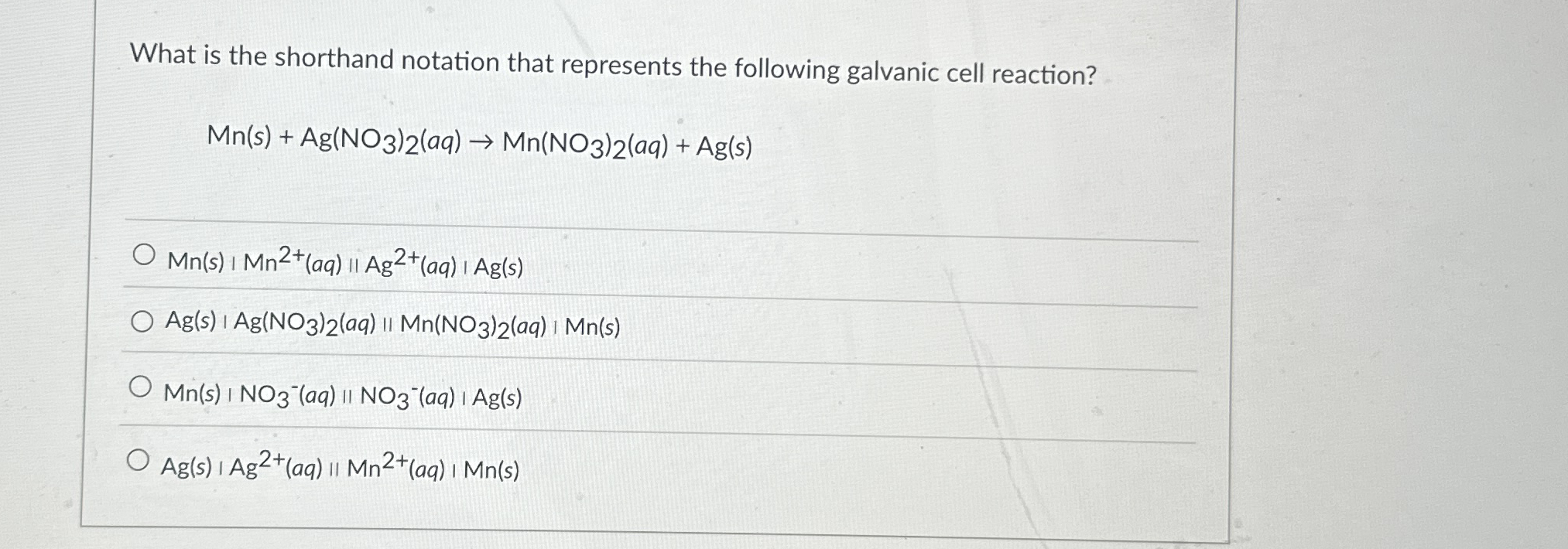 Solved What is the shorthand notation that represents the | Chegg.com