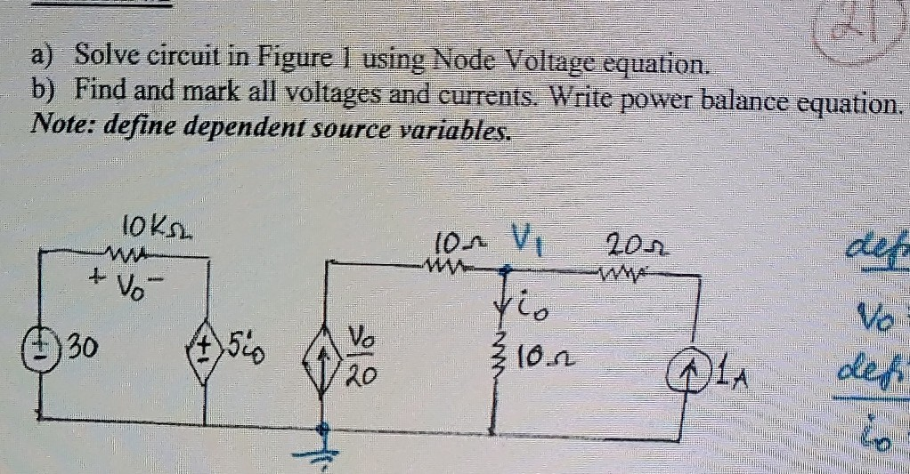 Solved a) Solve circuit in Figure 1 using Node Voltage | Chegg.com