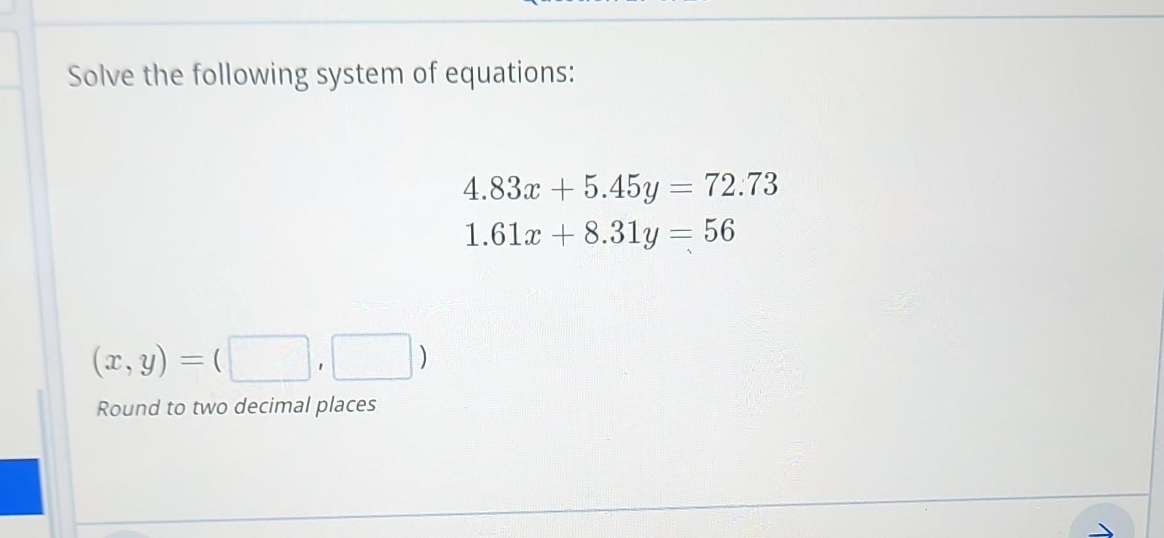 Solved Solve the following system of equations: | Chegg.com