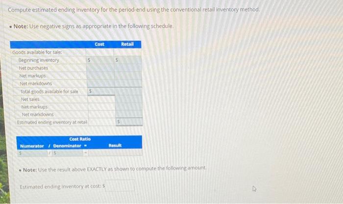 Solved Estimating Inventory Using Retail Inventory Method- | Chegg.com