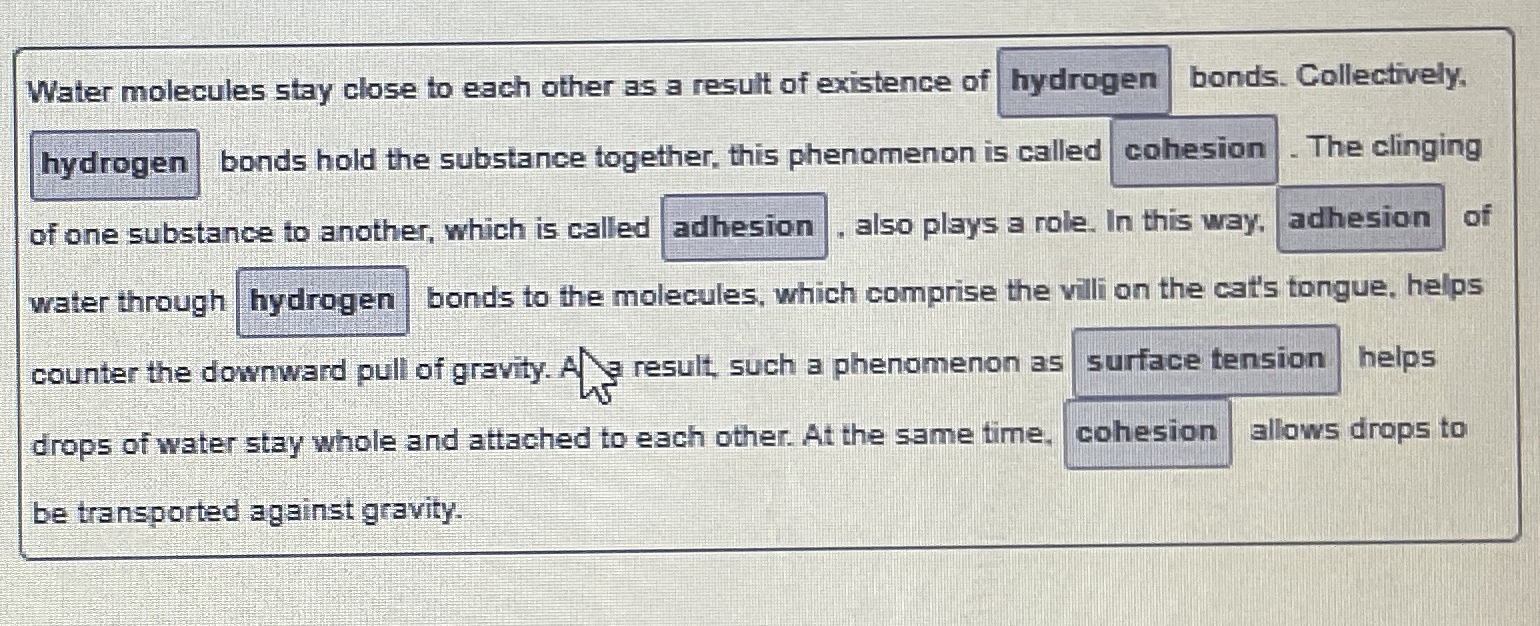 Solved Water molecules stay close to each other as a result | Chegg.com