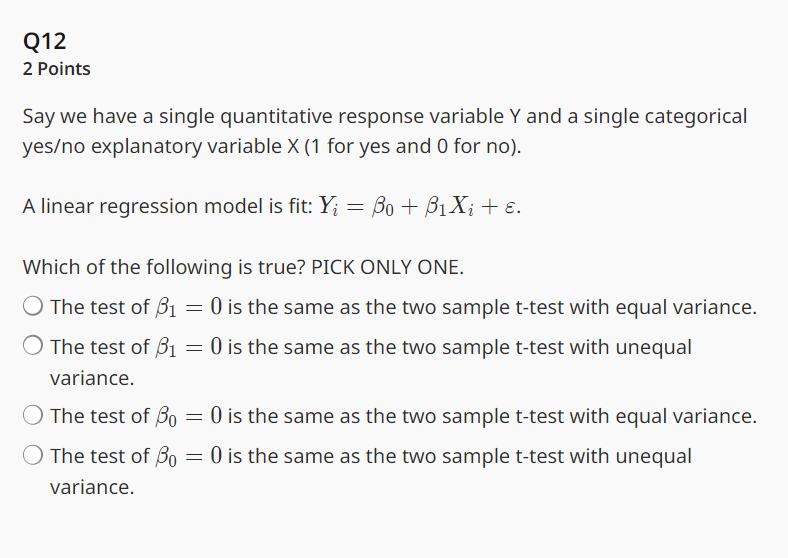 Solved Q122 ﻿PointsSay we ﻿have a single quantitative | Chegg.com