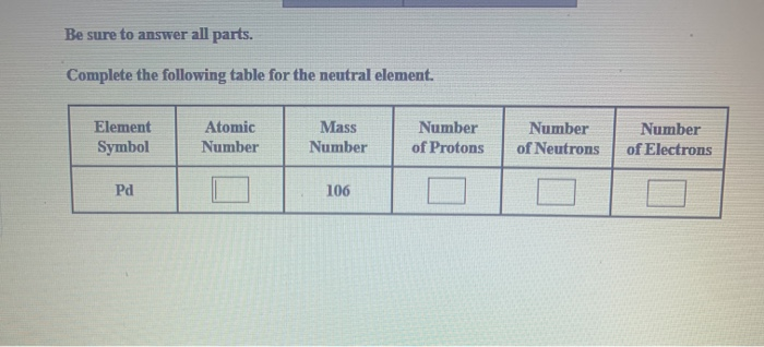 Solved Be sure to answer all parts. Complete the following | Chegg.com