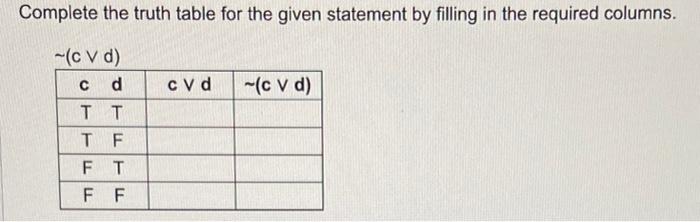 Solved Complete the truth table for the given statement by | Chegg.com