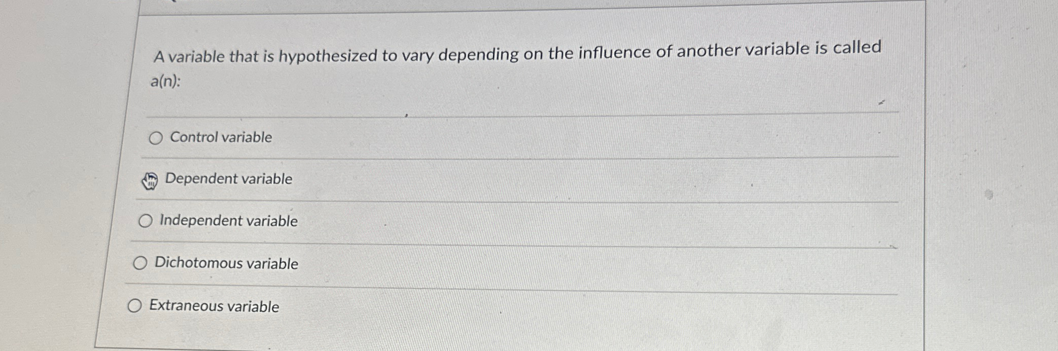 Solved A variable that is hypothesized to vary depending on | Chegg.com