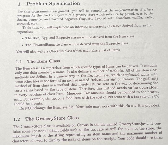 Solved 1 Problem Specification For this programming | Chegg.com