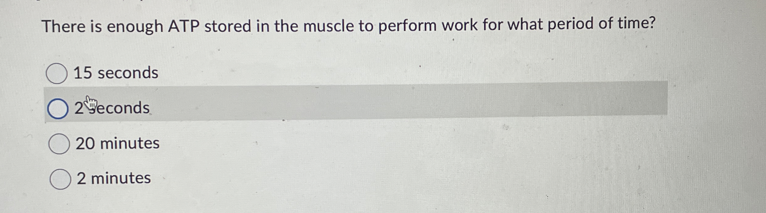 Solved There is enough ATP stored in the muscle to perform | Chegg.com