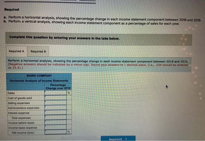 Solved Income statements for Baird Company for 2018 and 2019 | Chegg.com