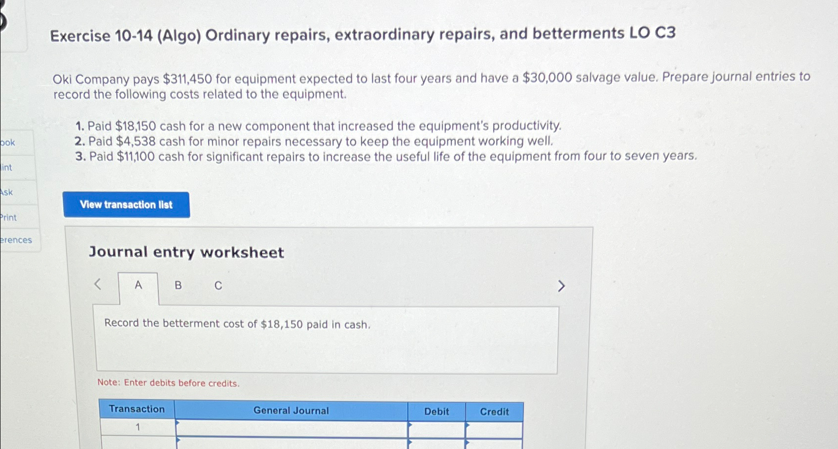 Solved Exercise 10-14 (Algo) ﻿Ordinary repairs, | Chegg.com