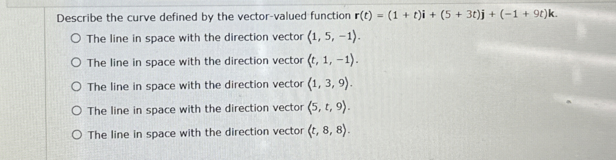 Describe the curve defined by the vector-valued | Chegg.com