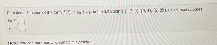 Solved Fit a linear function of the form f(t)=c0+c1t to the | Chegg.com