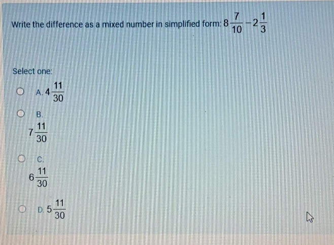 Solved Write the difference as a mixed number in simplified | Chegg.com