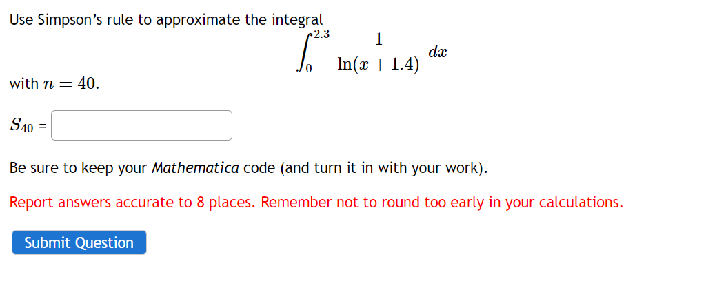 Solved Use Simpson's rule to approximate the | Chegg.com