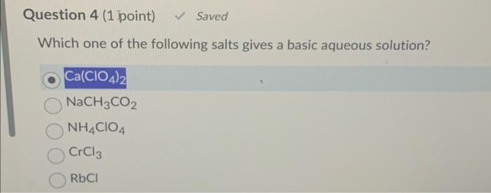 Solved Which one of the following salts gives a basic | Chegg.com