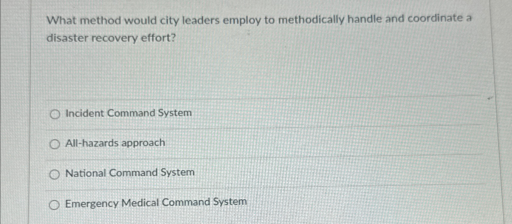 Solved What method would city leaders employ to methodically | Chegg.com
