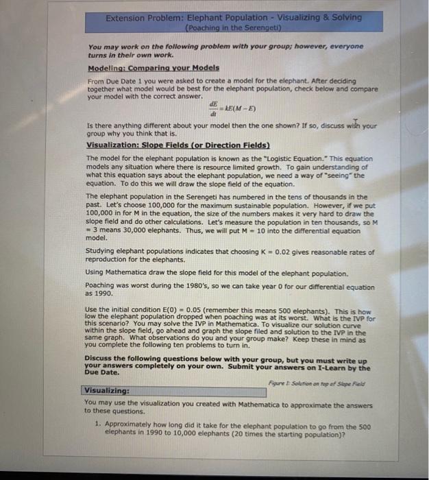 Solved Extension Problem: Elephant Population - Visualizing | Chegg.com