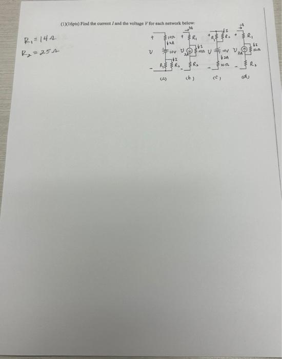 Solved (1) 16pts) Find the current f asd the volu | Chegg.com